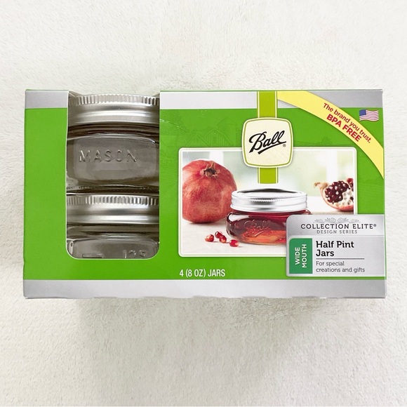 Ball | Kitchen | New Ball Set Of 4 Half Pint Mason Jars 8 Oz Glass Wide ...
